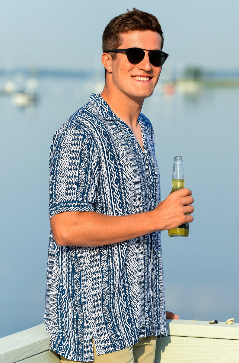 Men's Panama Shirt / Indigo Aztec – walker&wade