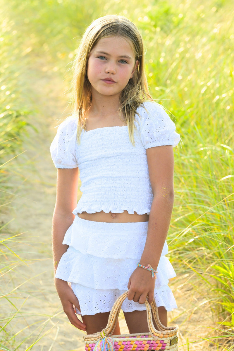 Girl's Kiki Set Top + Skirt / White Eyelet – walker&wade