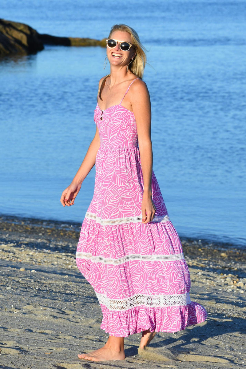 La Jolla Dress / Magenta Leaf – walker&wade