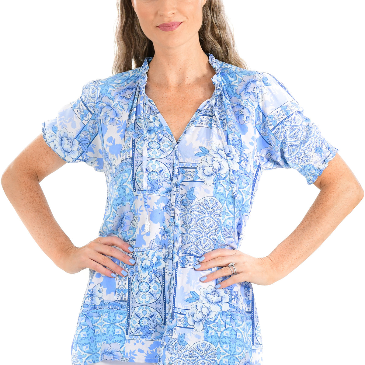 Alease Top / Coastal Blue – walker&wade