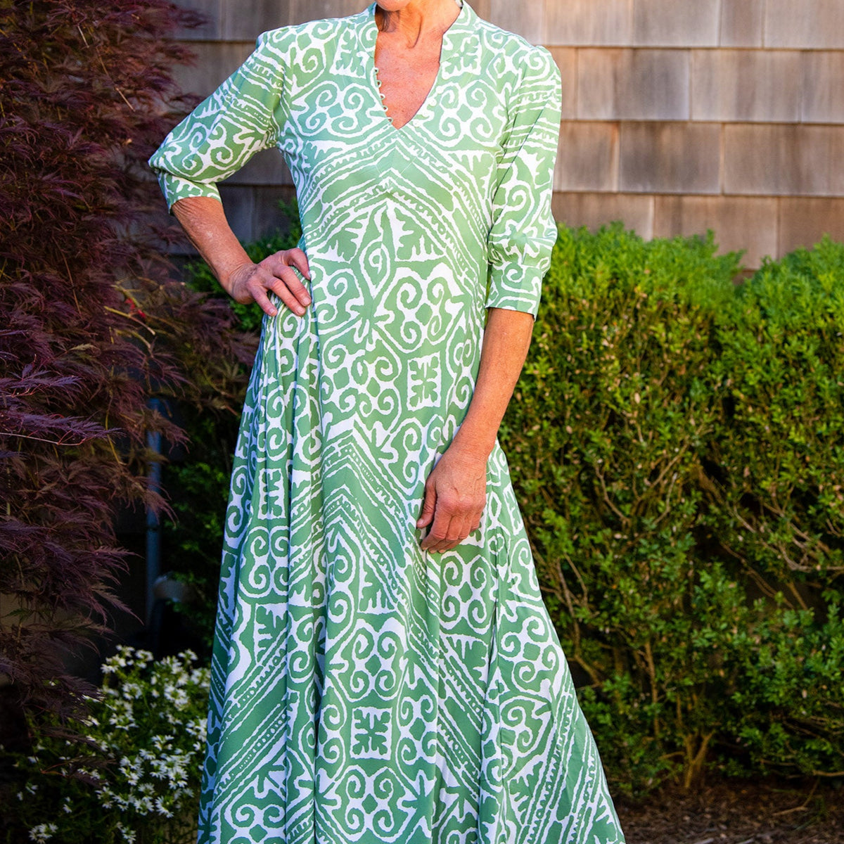 Daphne Dress / Green Aztec – walker&wade